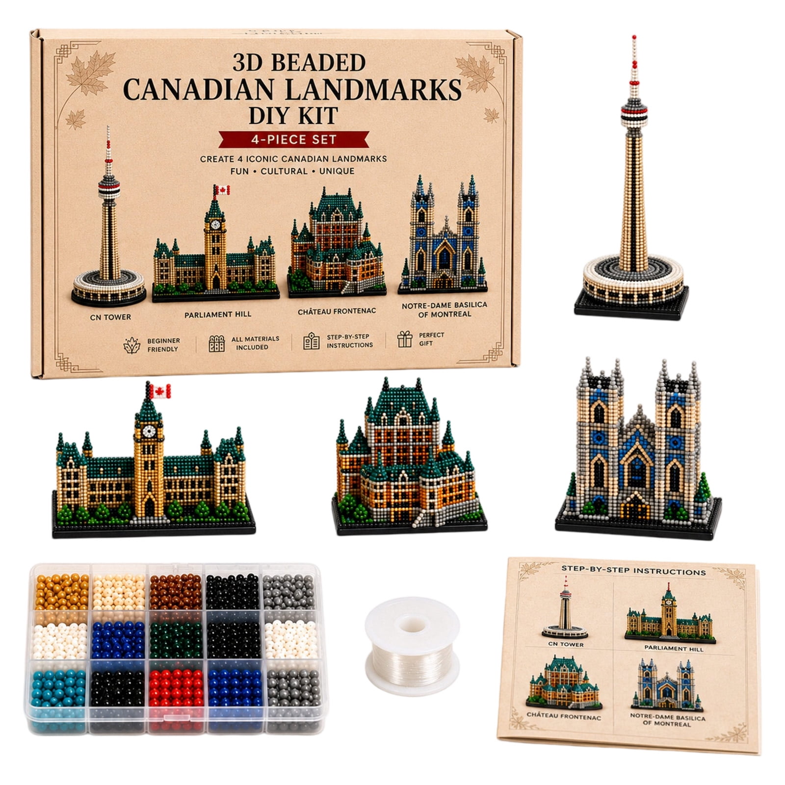 3D Beaded Canadian Landmarks DIY Kit, Beginner Friendly Beading Kit ...