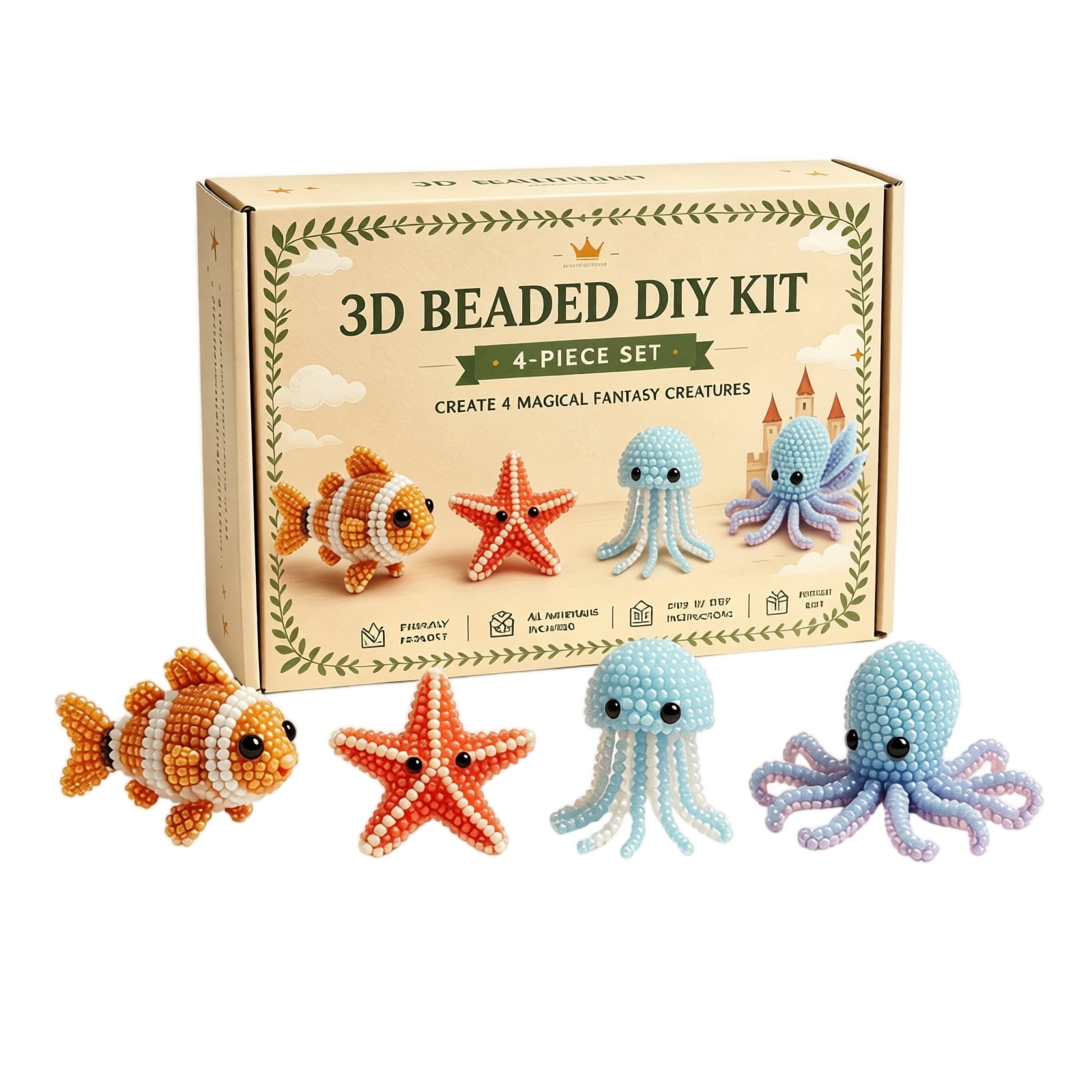 3D Beaded DIY Kit Cute Animal Space Beads Handmade Craft Material Pack ...