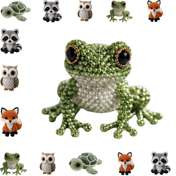 3D Beaded Frogs DIY Kit – Adorable 4-Piece Handmade Cat Craft Set, Cute ...