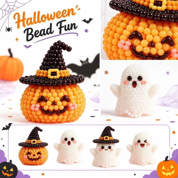 3D Beaded Ghost DIY Kit, Cute Ghost Bead Craft Set, Beginner Friendly ...