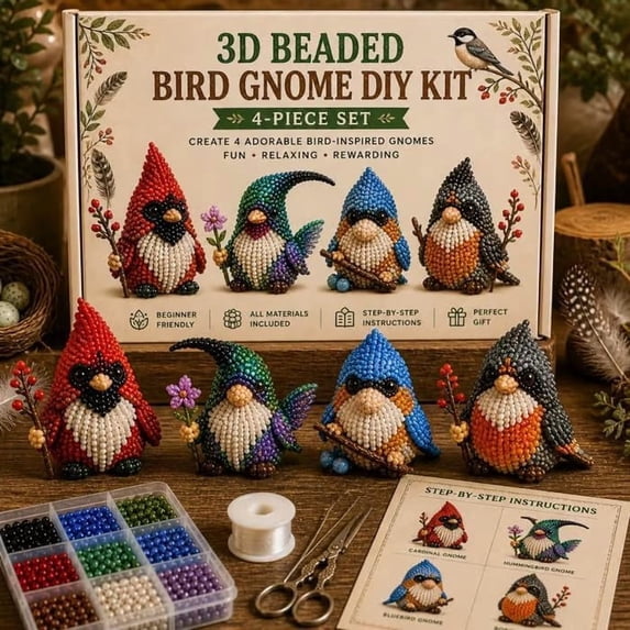 3D Beaded Gnome DIY Kit for Adults Teens – 4Pcs Patriotic Gnome Beading ...