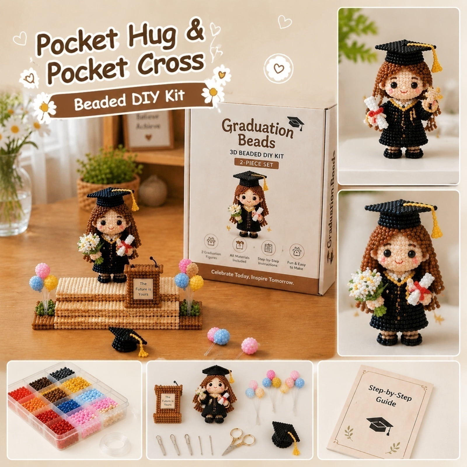 3D Beaded Graduation DIY Kit, Meaningful Keepsake Bead Craft Set for ...