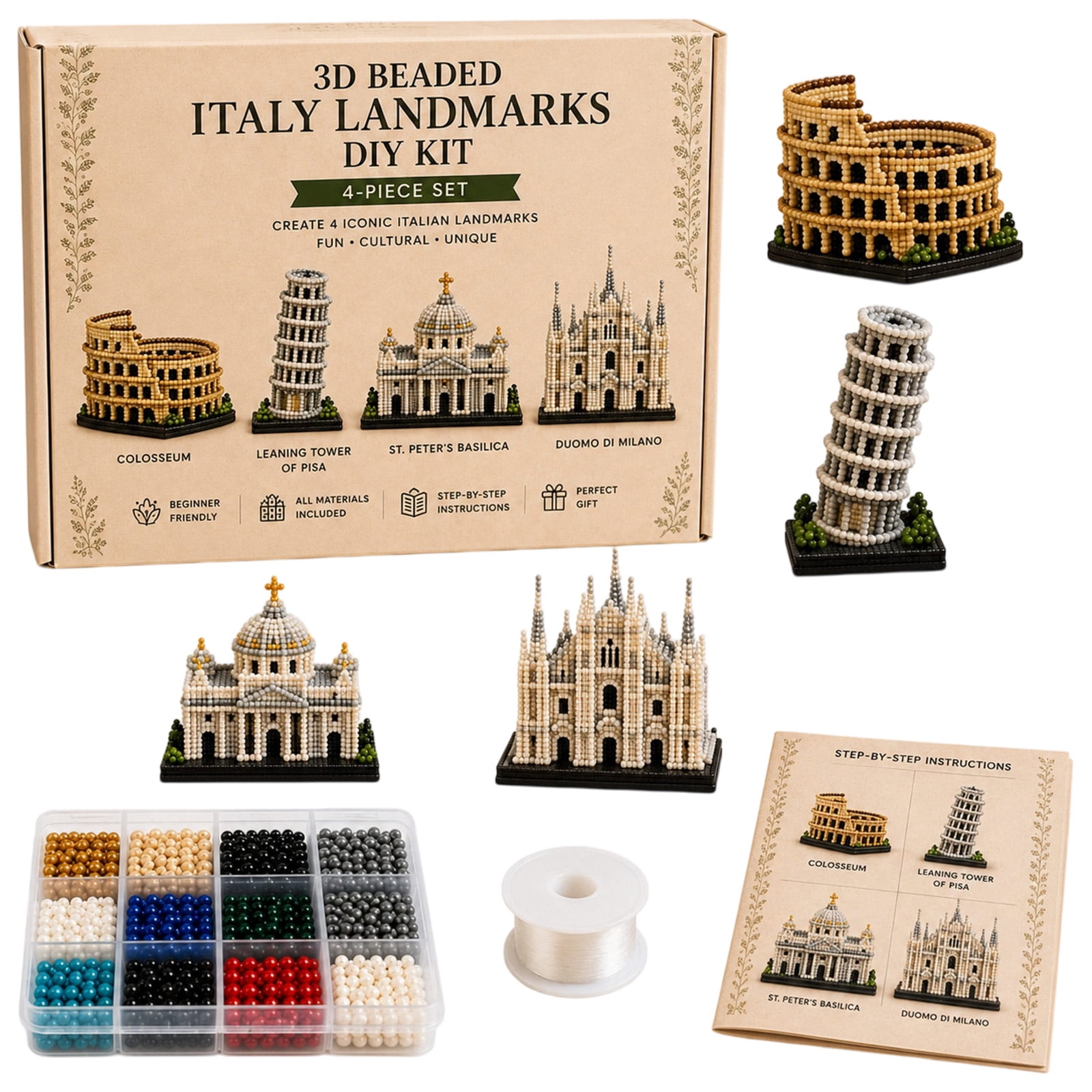 3D Beaded Italy Landmarks DIY Kit, Stylish Architecture Beading Craft ...