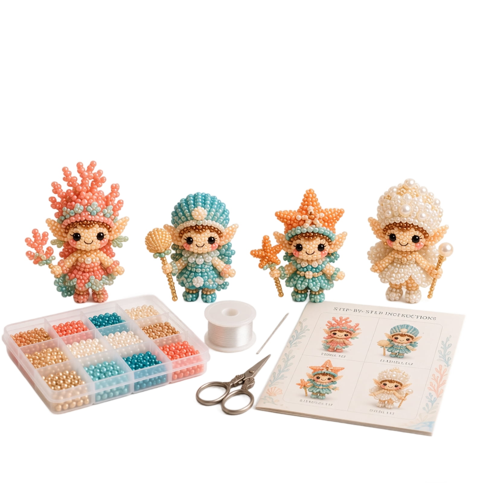 3D Beaded Ocean Sprite Elf Beading Kit, Make 4 Magical Figurine ...