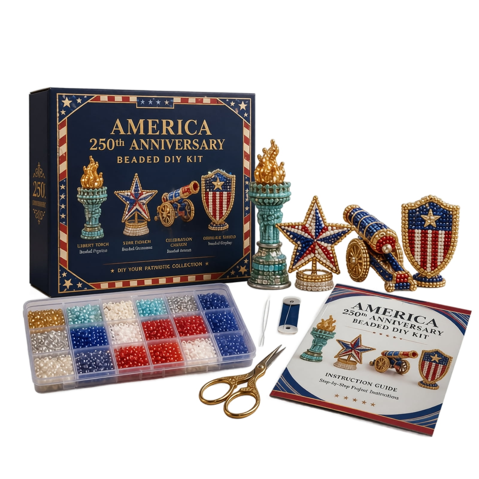 3D Beaded Patriotic DIY Kit, Full Tools And Instructions, Perfect Craft ...
