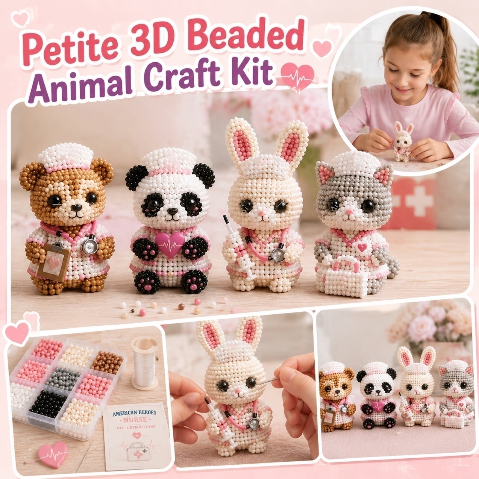 3D Beadwork Animal Craft Kit, Comprehensive Handmade Accessories ...