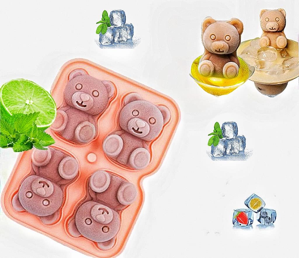 3D Bear Mold for Kids,Ice Cream Molds Reusable Easy Release DIY Ice ...