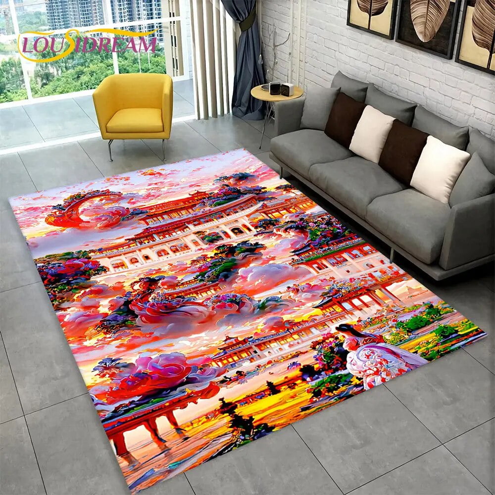 3D Beautiful Dream Magic Castle Scenic Area Rug Carpet Rug for Living ...