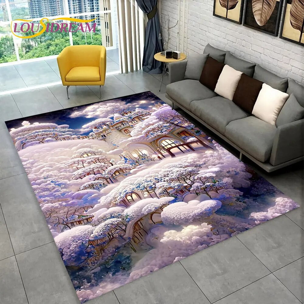 3D Beautiful Dream Magic Castle Scenic Area Rug Carpet Rug for Living ...