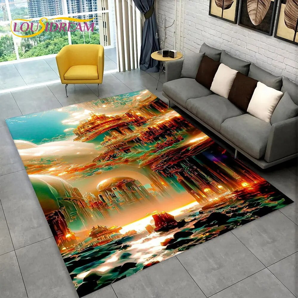 3D Beautiful Dream Magic Castle Scenic Area Rug Carpet Rug for Living ...