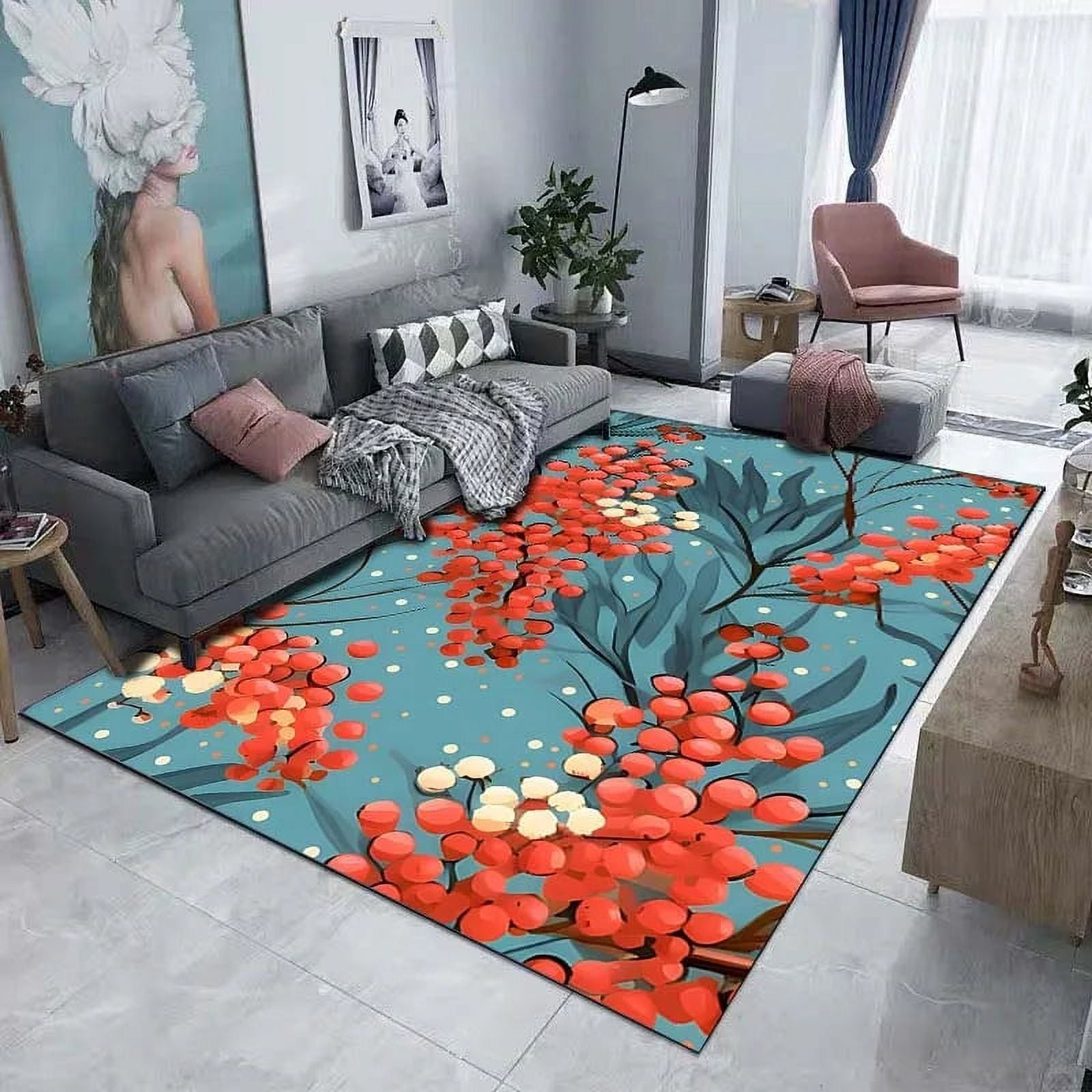 3D Beautiful Elegant Floral Pattern Floor Rug for Living Room Bedroom ...