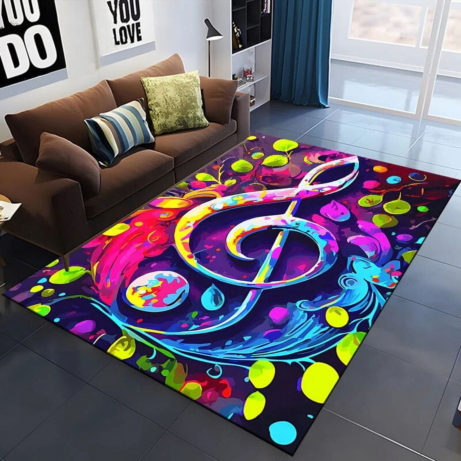 3D Beautiful Music Notes Area Rug Large Bedroom Sofa Kitchen Decoration ...
