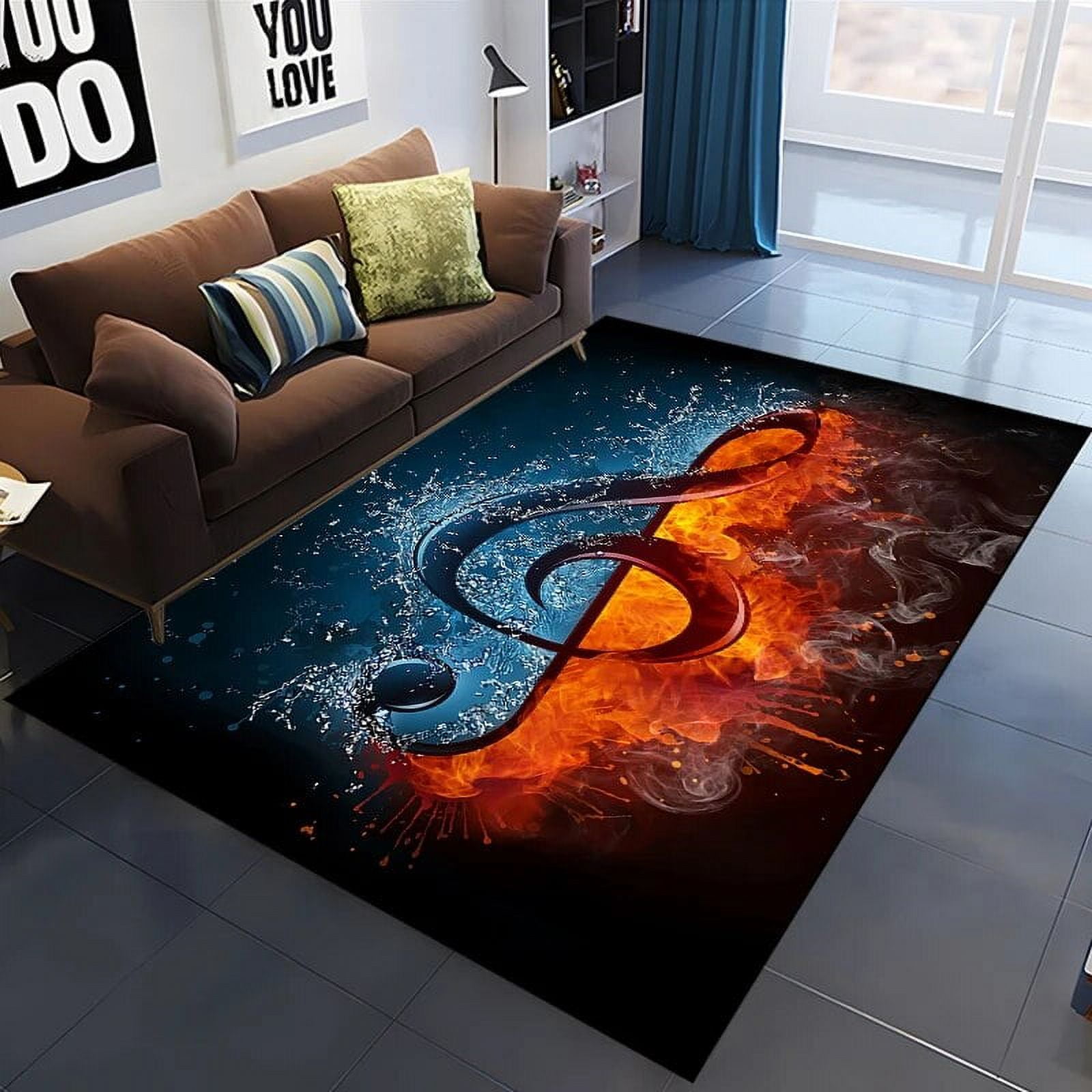3D Beautiful Music Notes Area Rug Large Bedroom Sofa Kitchen Decoration ...