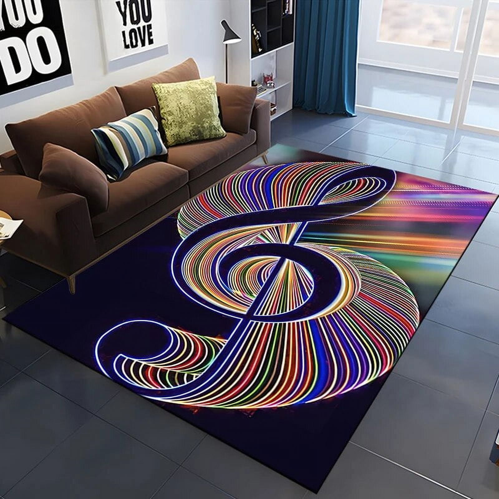 3D Beautiful Music Notes Area Rug Large Bedroom Sofa Kitchen ration ...