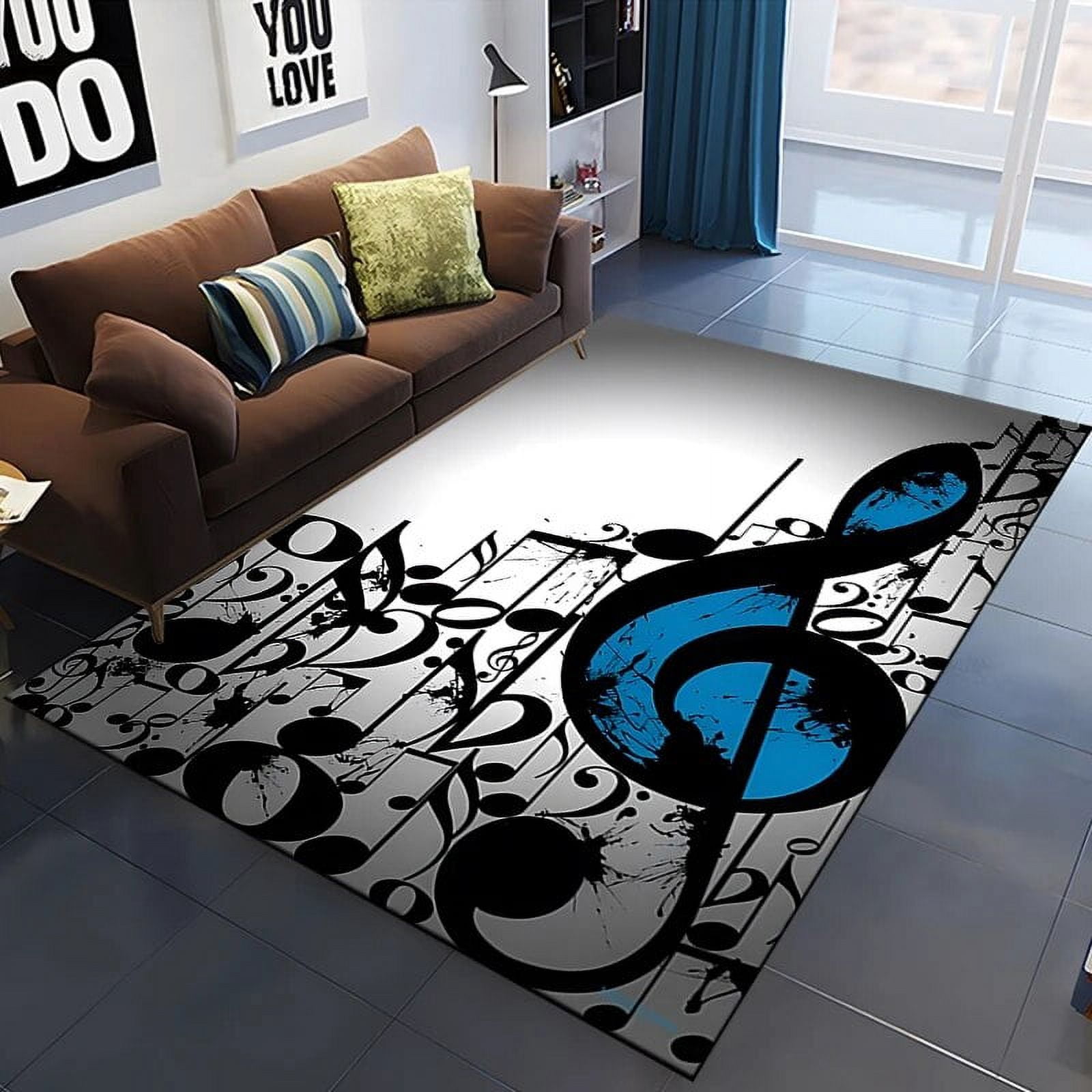 3D Beautiful Music Notes Area Rug Large Bedroom Sofa Kitchen ration ...