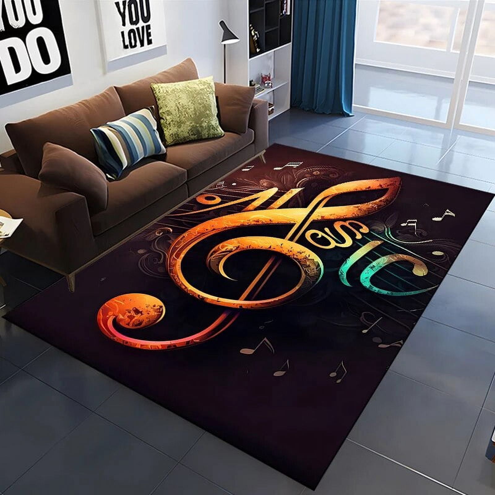 3D Beautiful Music Notes Area Rug Large Bedroom Sofa Kitchen ration ...