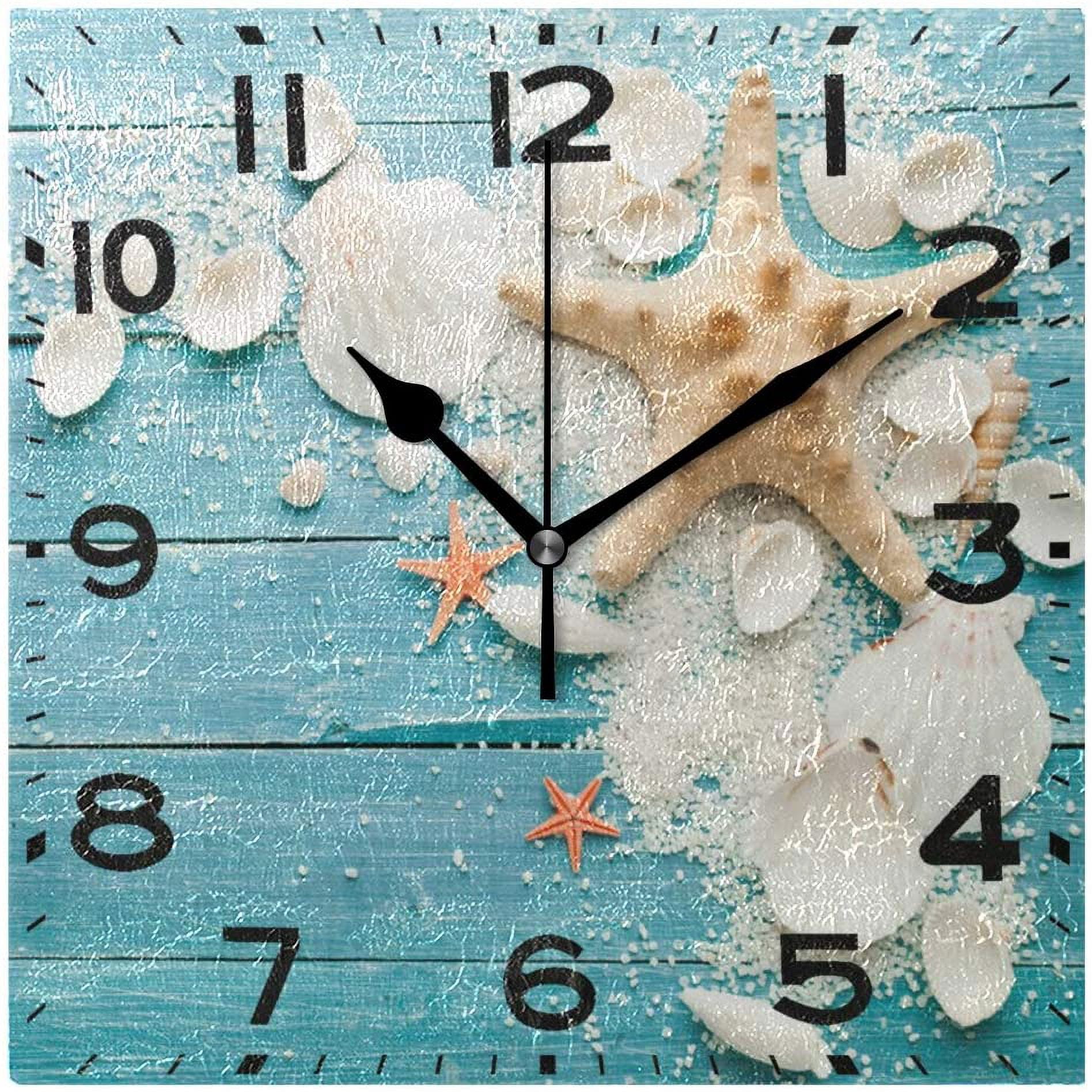 3D Beautiful Starfish Seashells on Summer Wooden Silent Square Wall ...