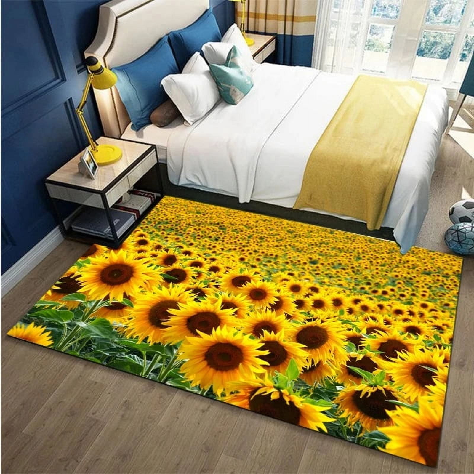 3D Beautiful Sunflower Printed Carpet Living Room and Bedroom rative ...
