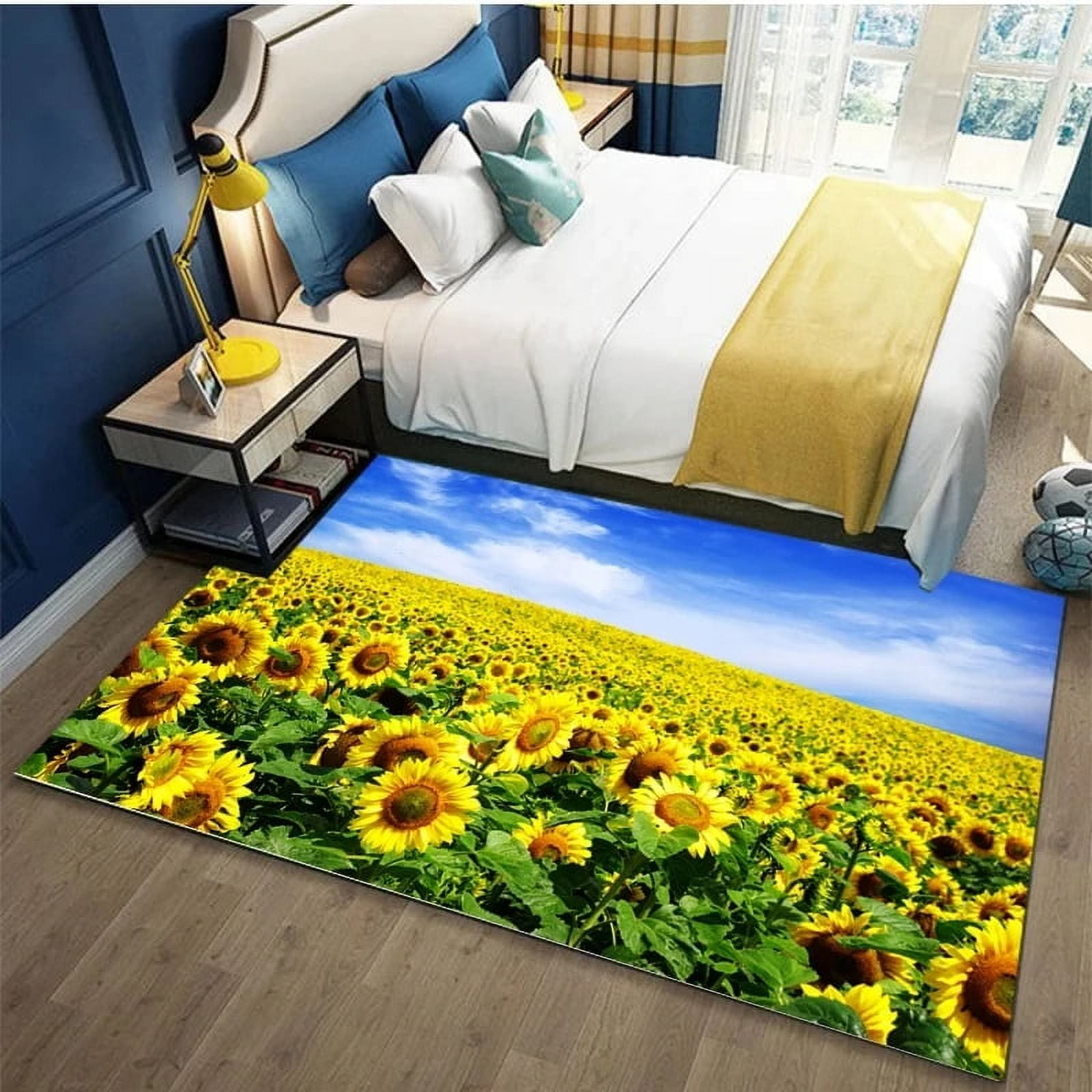 3D Beautiful Sunflower Printed Carpet Living Room and Bedroom rative ...