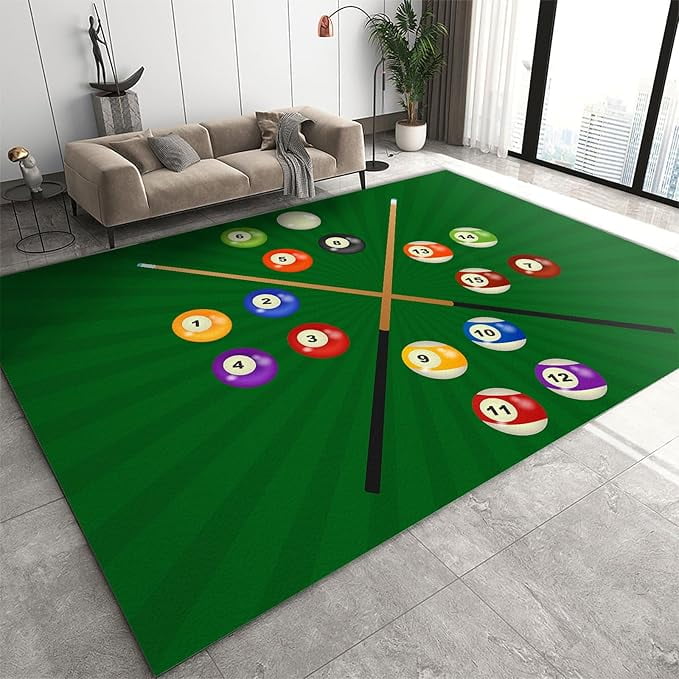 3D Billiard Print Area Rug, Colorful Ball Sports Theme Living Room Deco ...