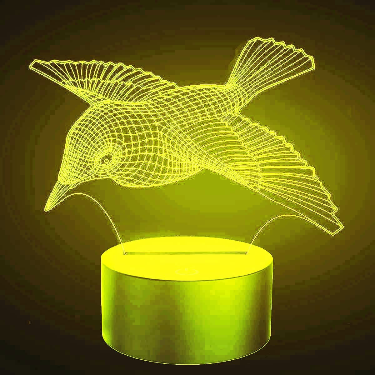 3D Bird Night Light Table Desk Optical Illusion Lamps 7 Color Changing ...