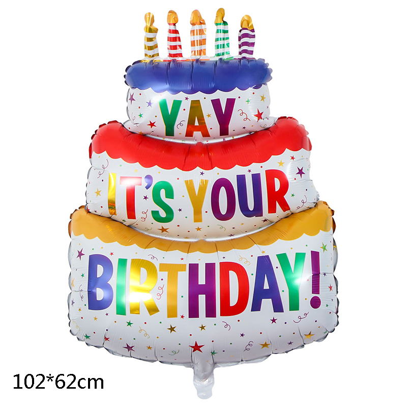 3D Birthday Cake Aluminum Film Balloon Decoration Colored Double Layer ...