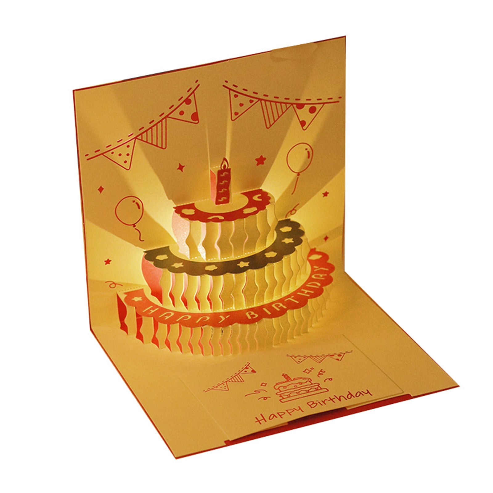3D Birthday Cake Greeting Card with Envelope for Women Men Postcards ...