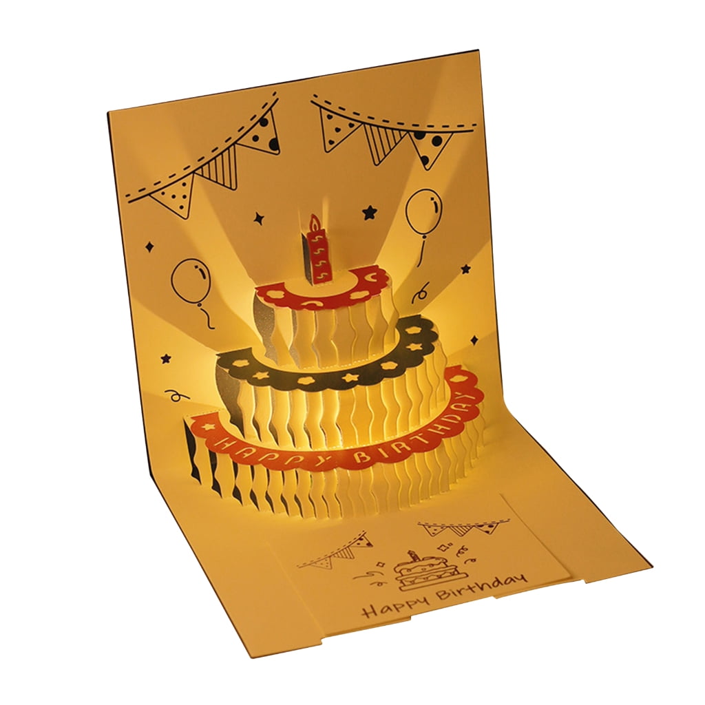 3D Birthday Cake Pop-Up Greeting Card with Envelope for Women Men ...