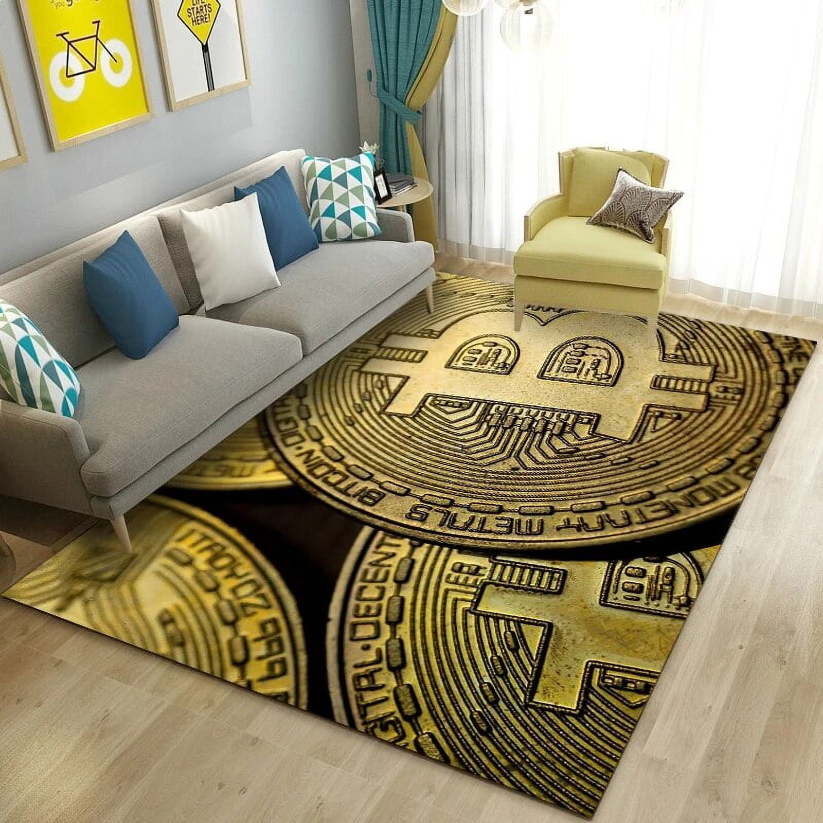 3D Bitcoin Area Rug Large Carpet Rug for Living Room Bedroom Sofa ...