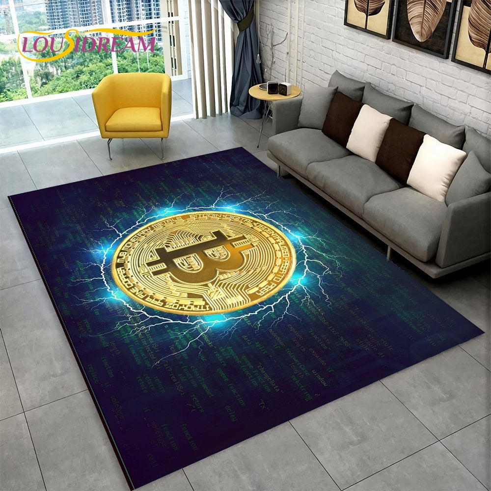 3D Bitcoin Virtual Currency Area Rug Large Carpet Rug for Living Room ...
