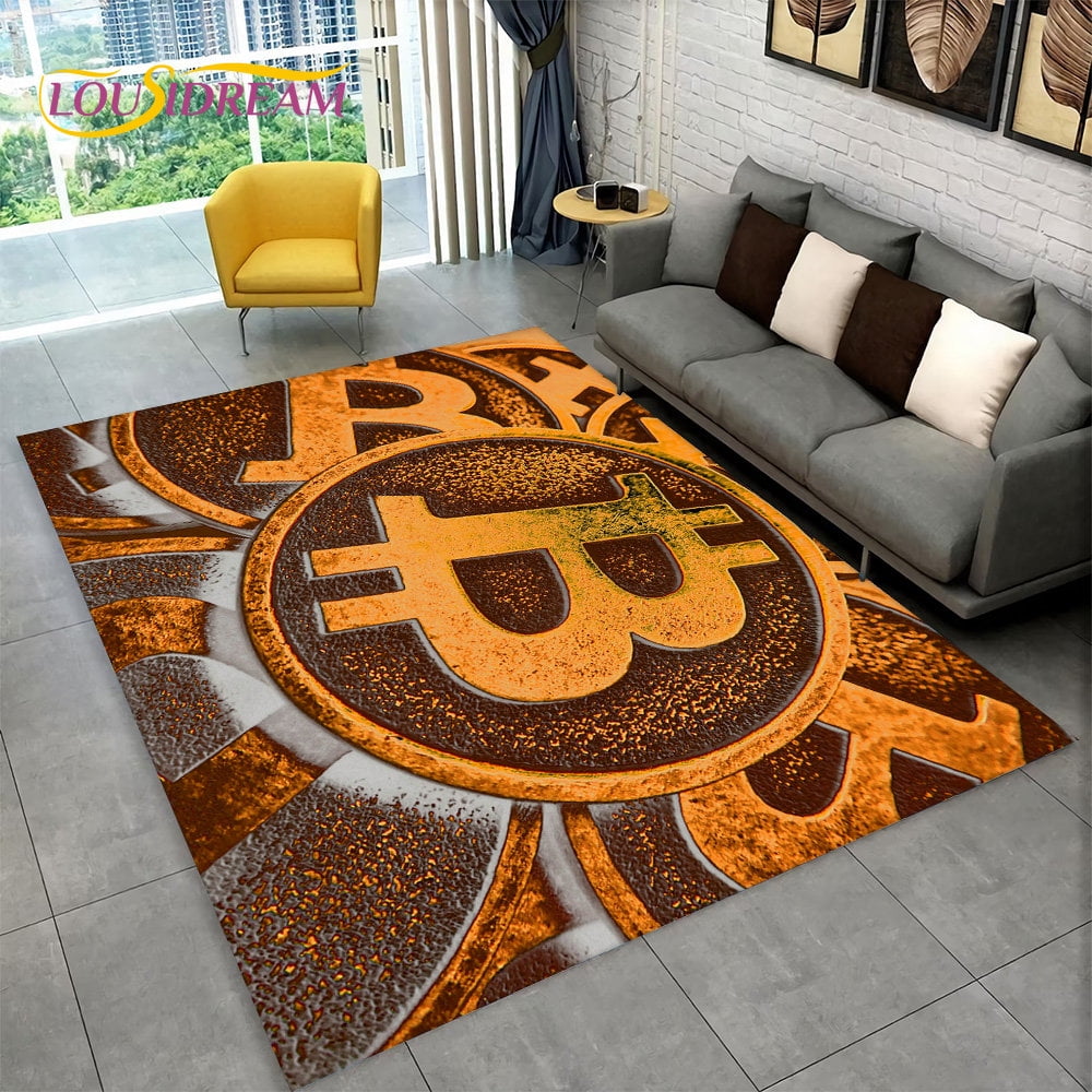 3D Bitcoin Virtual Currency Area Rug Large Carpet Rug for Living Room ...