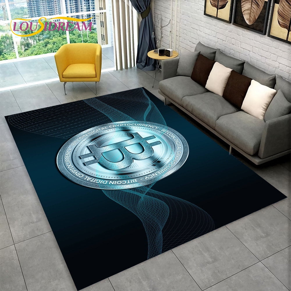 3D Bitcoin Virtual Currency Area Rug Large Carpet Rug for Living Room ...