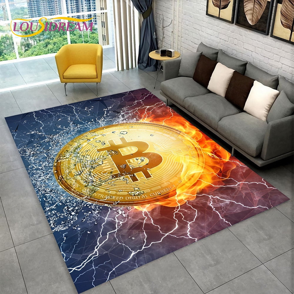 3D Bitcoin Virtual Currency Area Rug Large Carpet Rug for Living Room ...