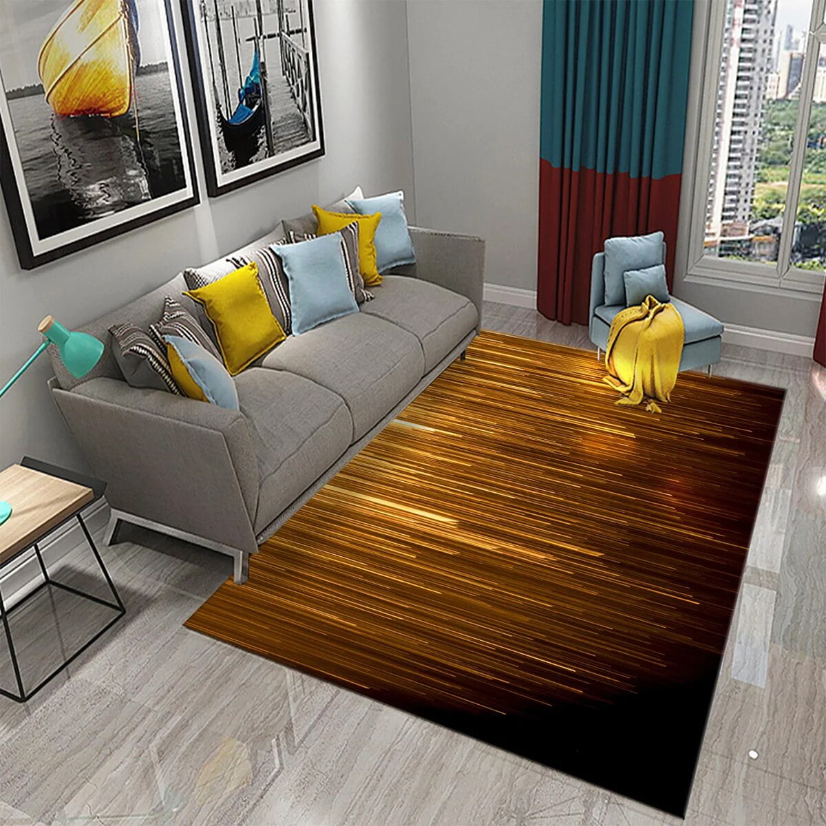 3D Black Golden Luxury Carpet for Living Room Bedroom Bedside Rugs ...