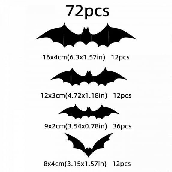 3D Black PVC Bat Wall Stickers Halloween Decorations Scary Party Props ...