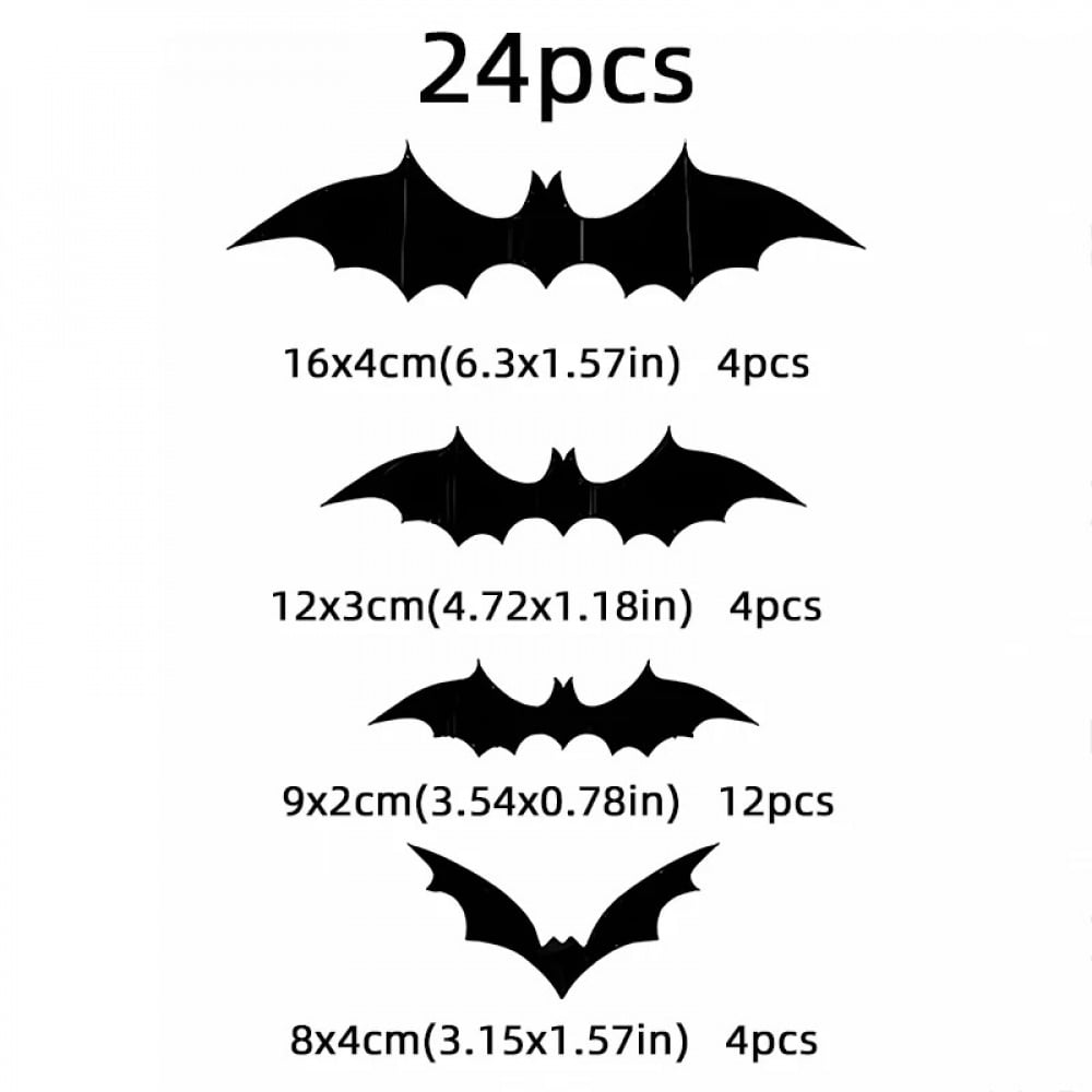 3D Black PVC Bat Wall Stickers Halloween Decorations Scary Party Props ...