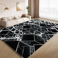 3D Black and White Area Rugs Modern Block Geometry Rugs Ultra Soft ...