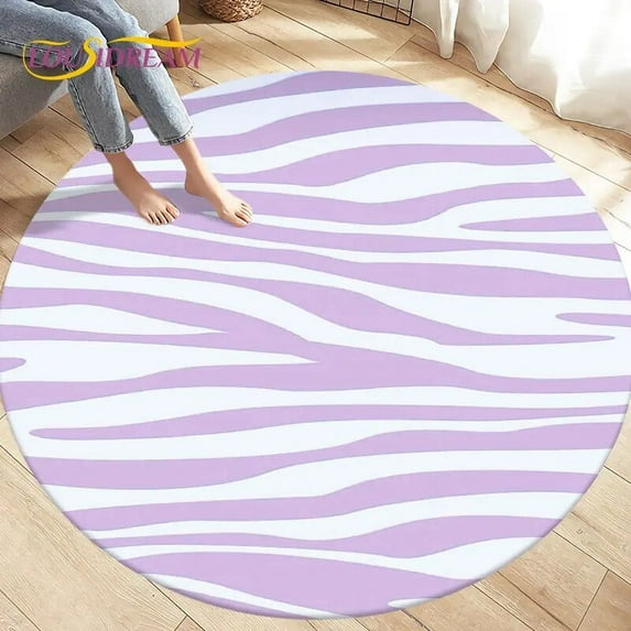 3D Black White Print Zebra Pattern Area Rug Round Carpet Rug for Living ...