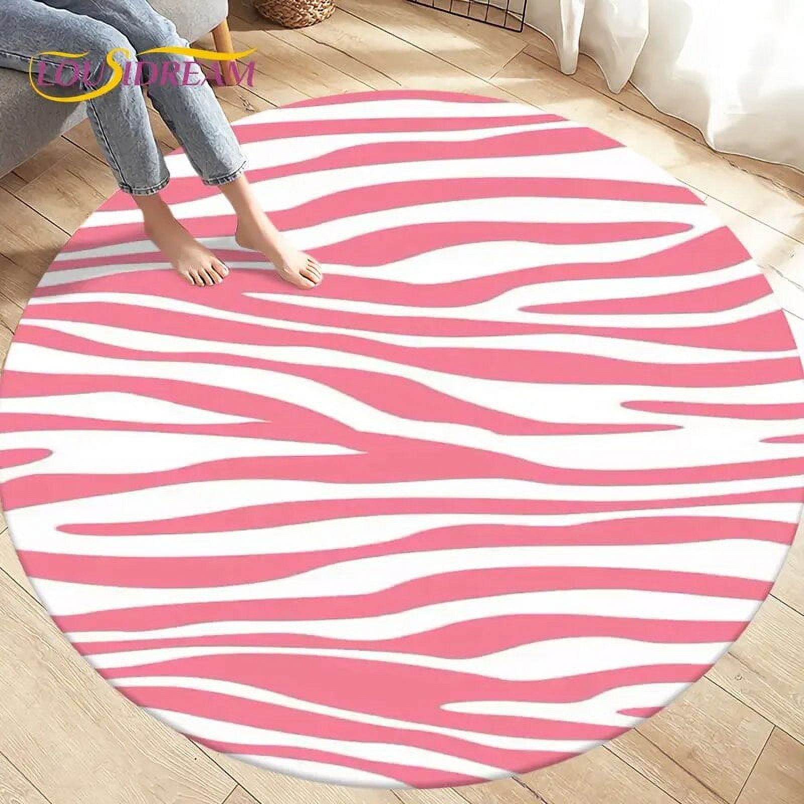 3D Black White Print Zebra Pattern Area Rug Round Carpet Rug for Living ...