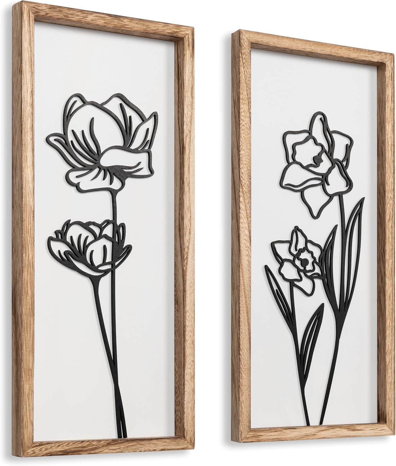 3D Black and White Wall Art (Set of 2) Lightweight, Wooden Ready-to ...