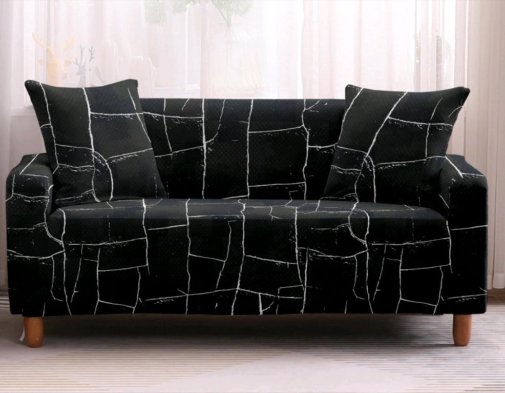 3D Black and White Plaid Print Sofa Cover Slipcover Stretch Sofa Covers ...