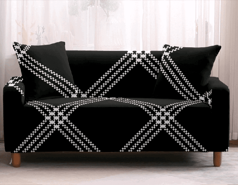 3D Black and White Plaid Print Sofa Cover Slipcover Stretch Sofa Covers ...