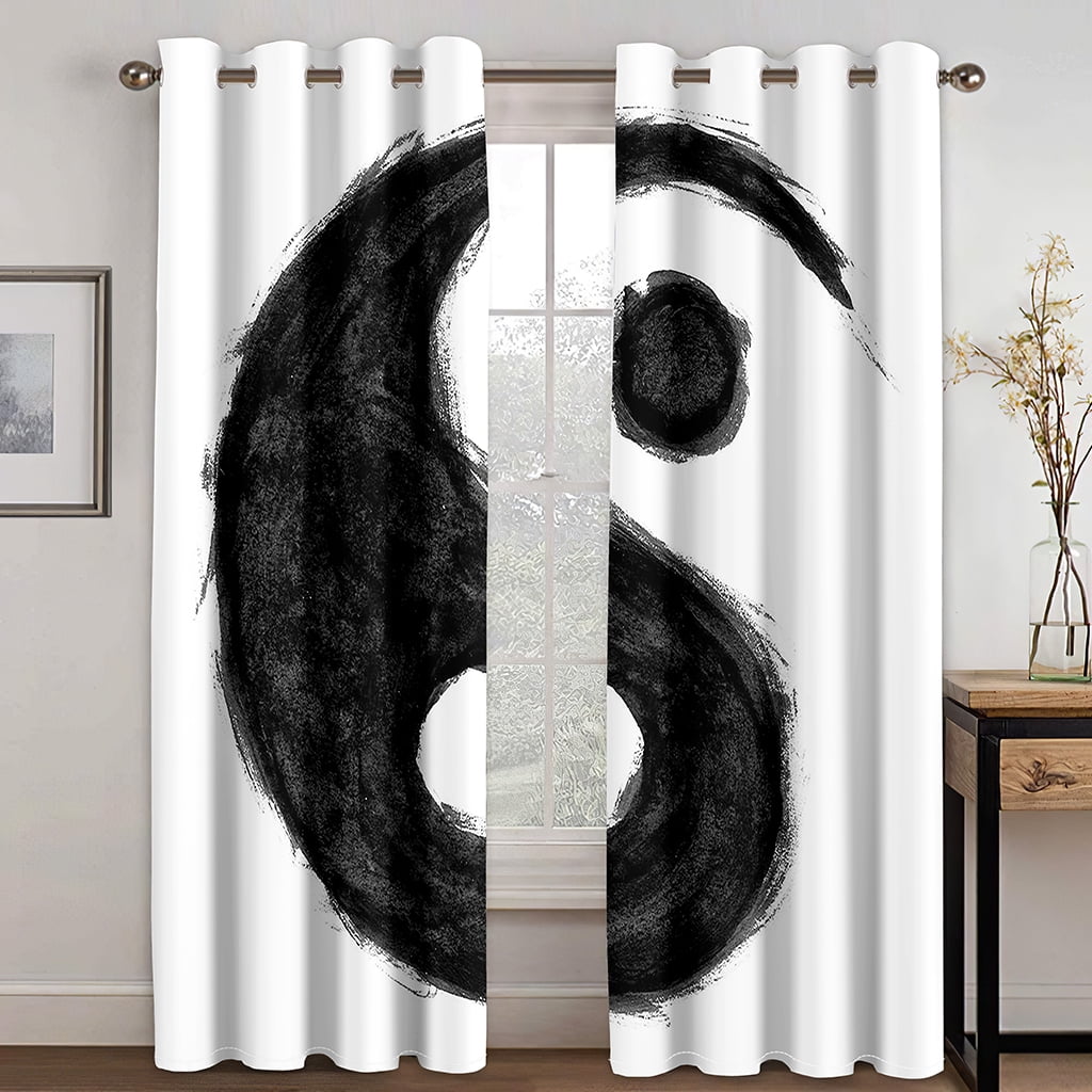 3D Black and White Tai Chi Bagua Design Curtains Taoist Culture Lovers ...