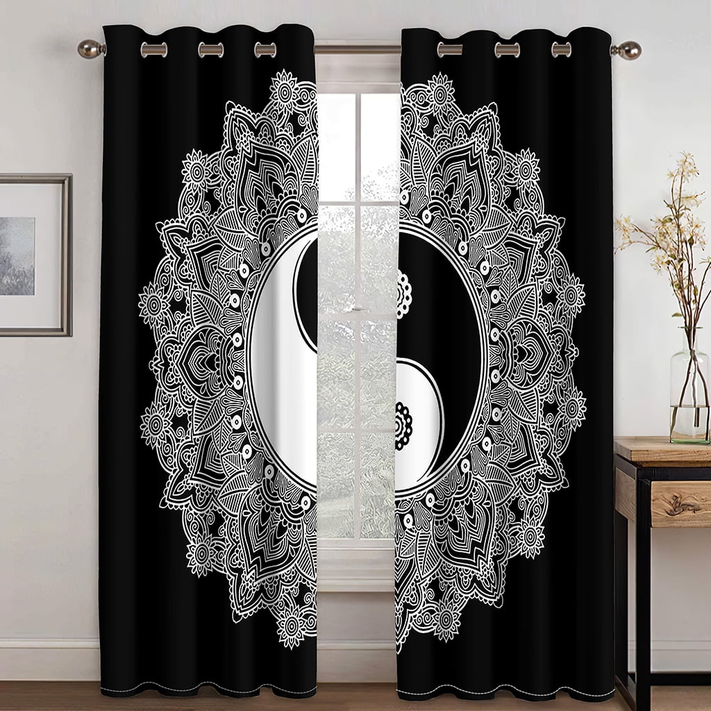 3D Black and White Tai Chi Bagua Design Curtains Taoist Culture Lovers ...