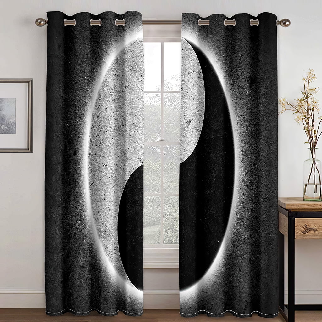 3D Black and White Tai Chi Bagua Design Curtains Taoist Culture Lovers ...