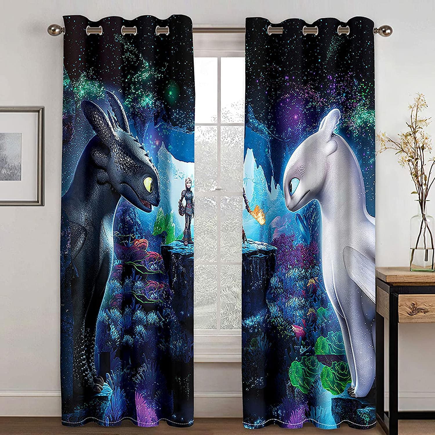 3D Blackout Curtains Cartoon Anime Characters Jungle Thermal Insulated ...