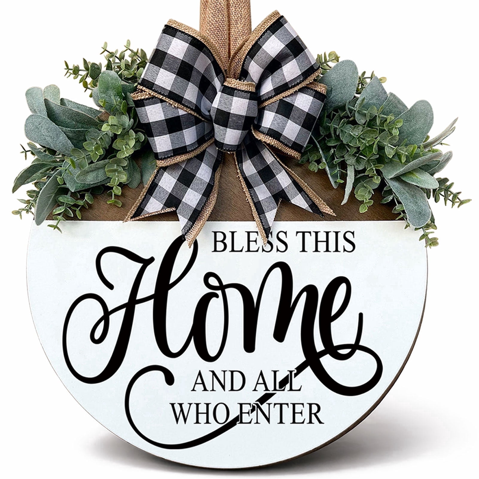 3D Bless This Home Front Door Sign, 14 inch Wooden Farmhouse Door ...