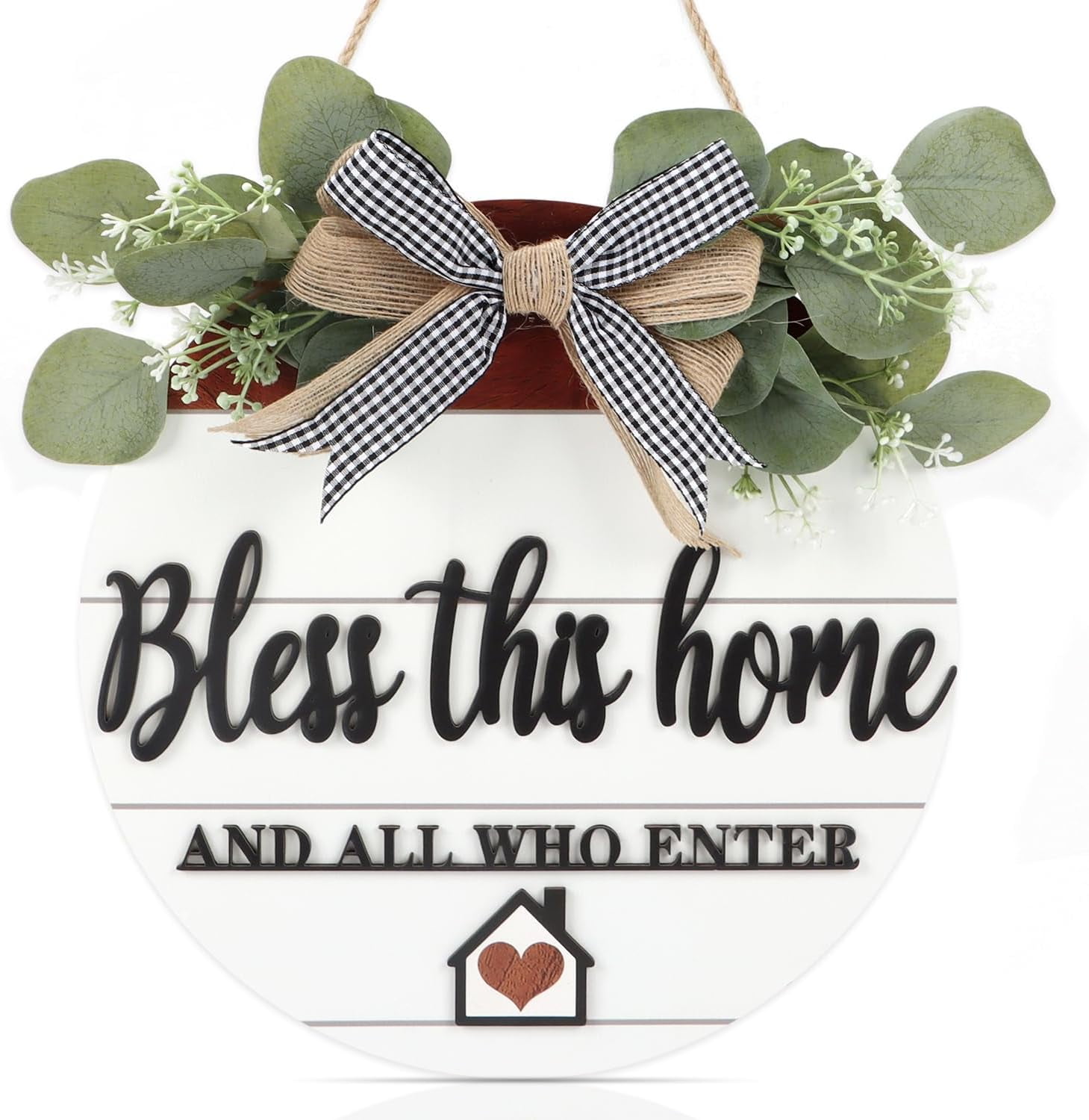 3D Bless This Home Wooden Door Sign Hanging, Welcome Porch Wall Sign ...