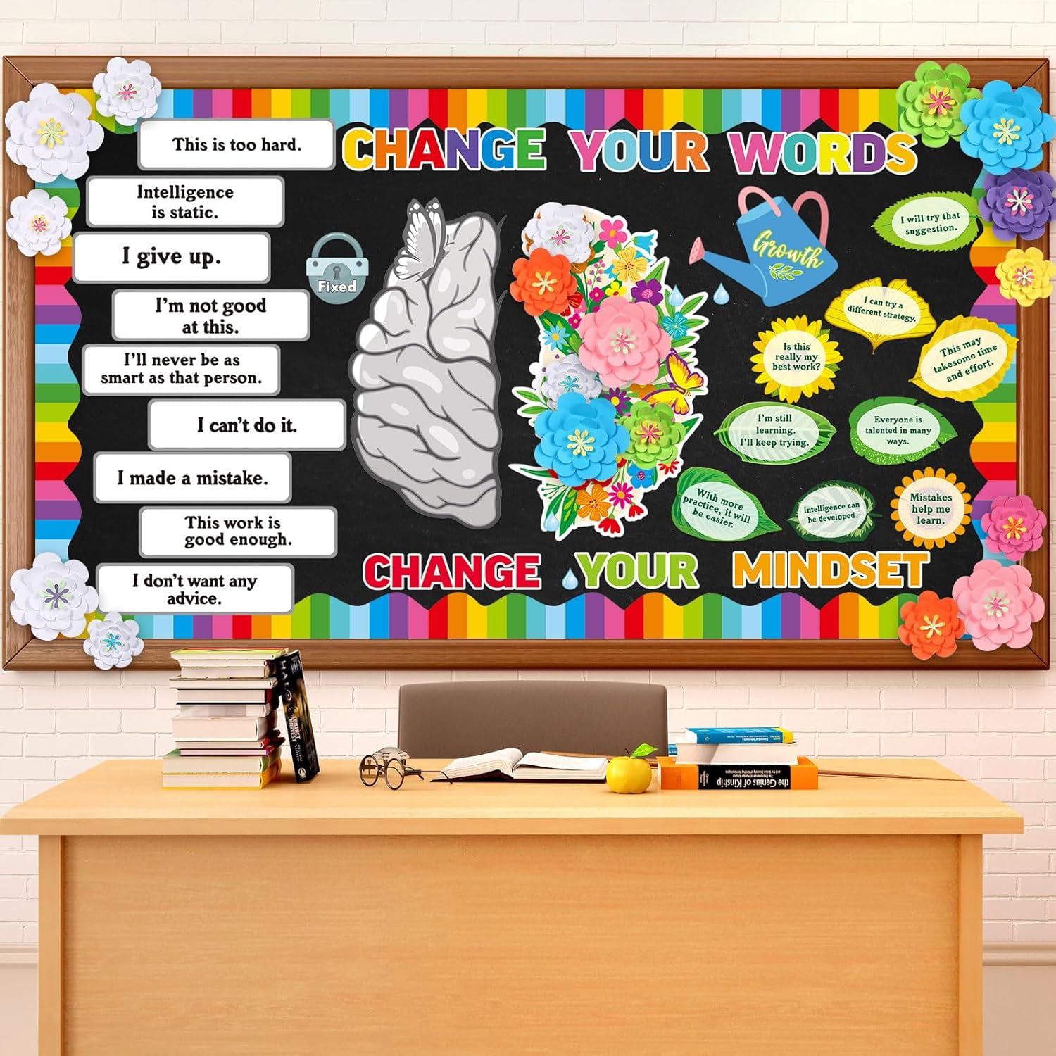 3D Bloom with a Growth Mindset Bulletin Board Decorations Set for ...