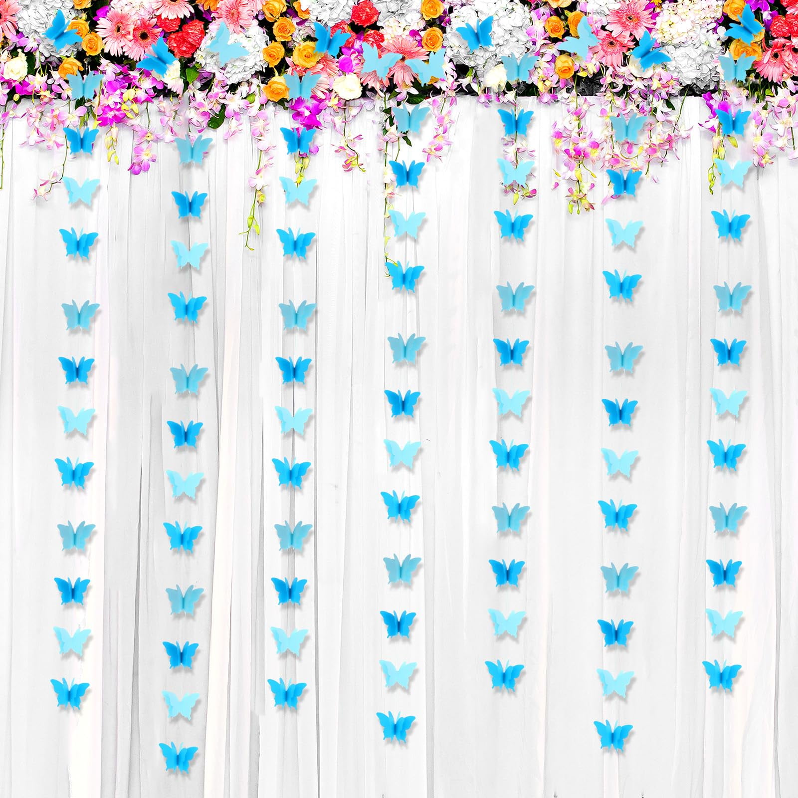 3D Blue Butterfly Birthday Decorations Garlands ZLK1 Hanging Light Blue ...